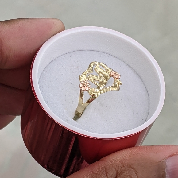 Unbrand | Jewelry | Kt Real Gold Heart Letter M Ring | Poshmark